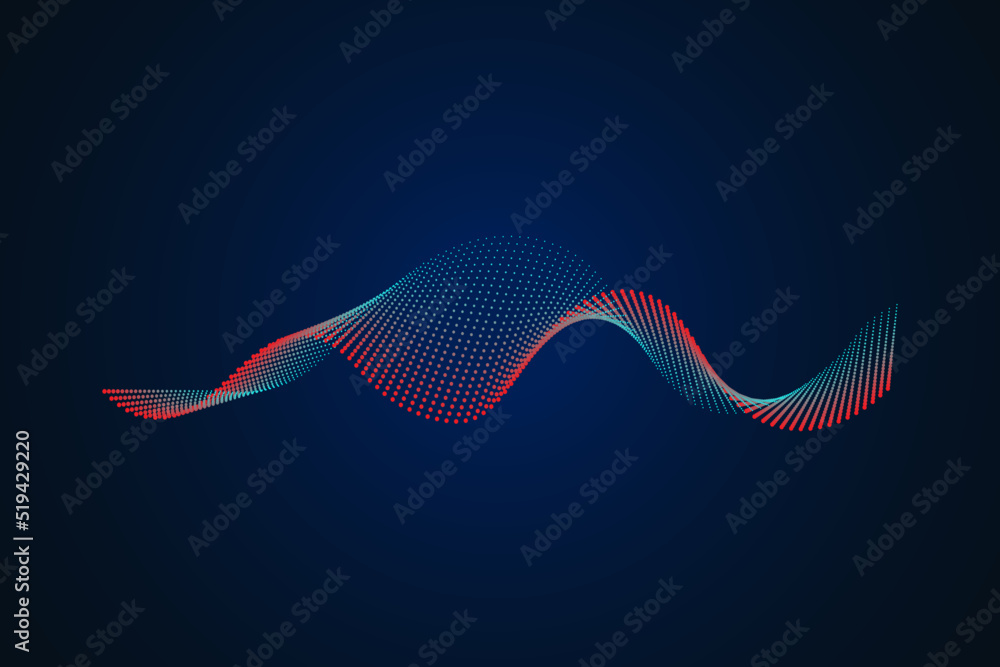 Sound wave illustration on a dark background. Abstract blue digital ...