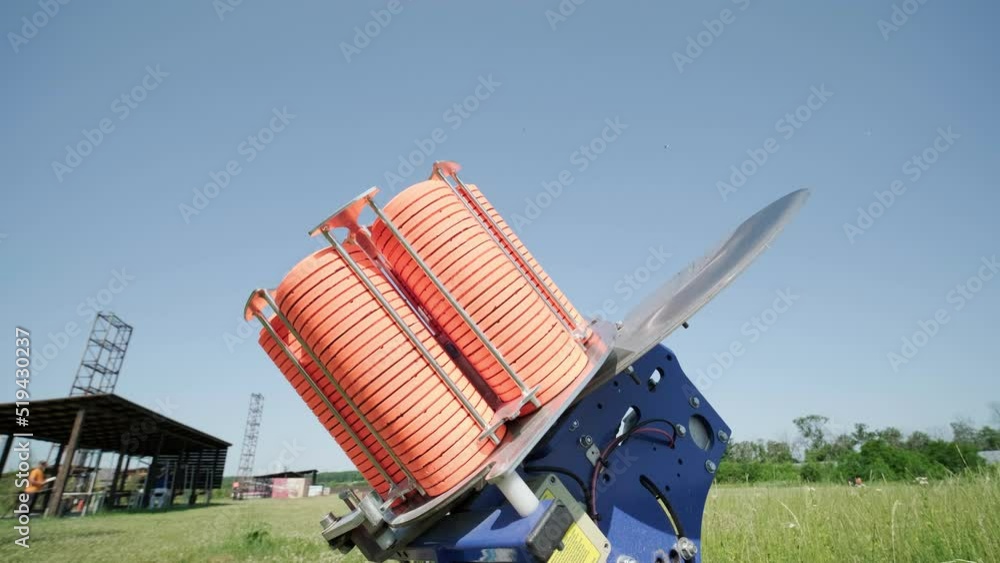 Slow Motion Clay Pigeon from the Side. Bench shooting on plates. V-log ...