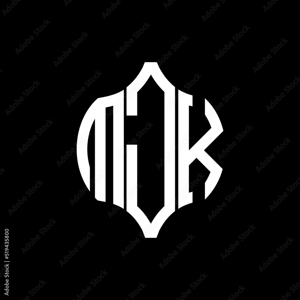 MJK letter logo. MJK best black background vector image. MJK Monogram ...