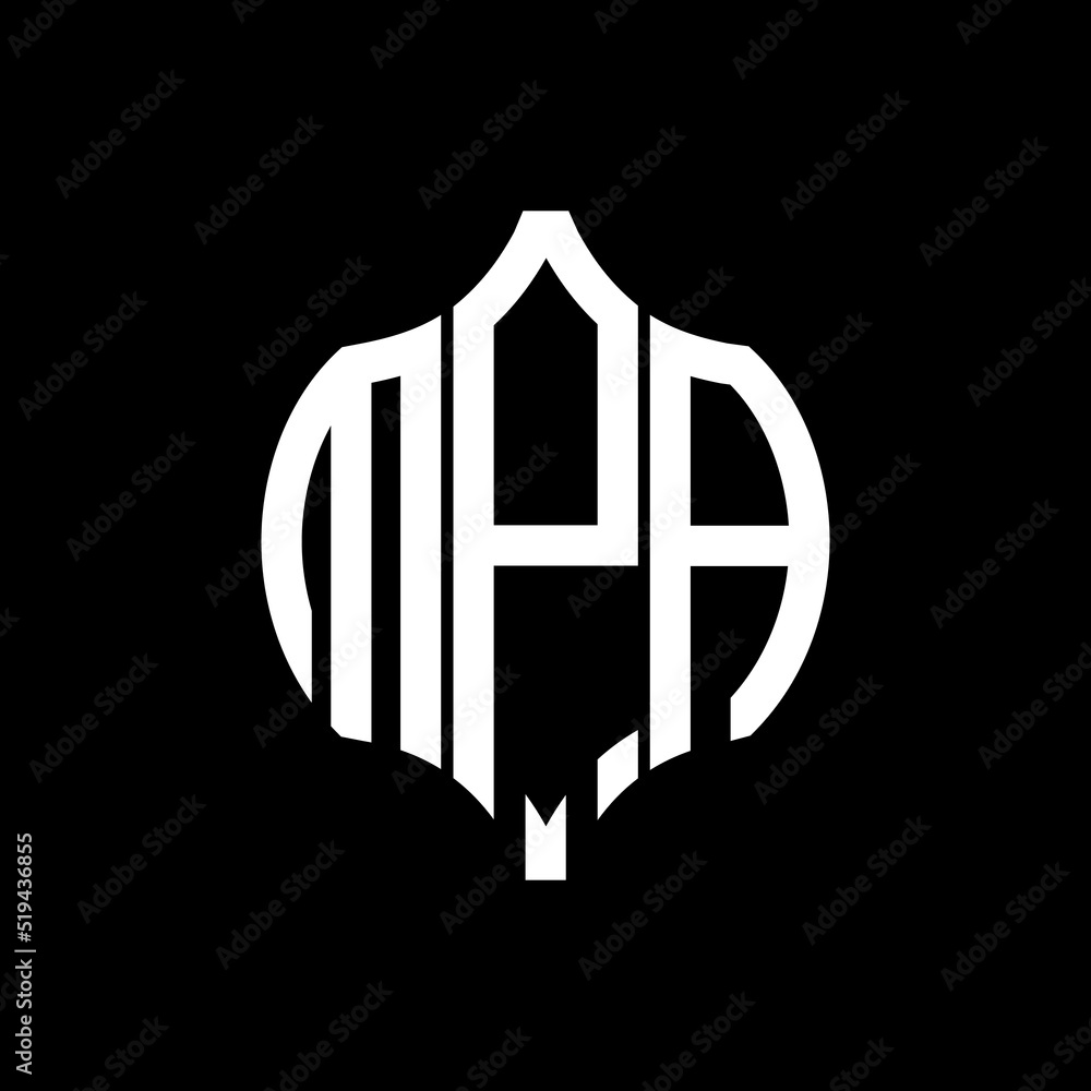 MPA letter logo. MPA best black background vector image. MPA Monogram ...