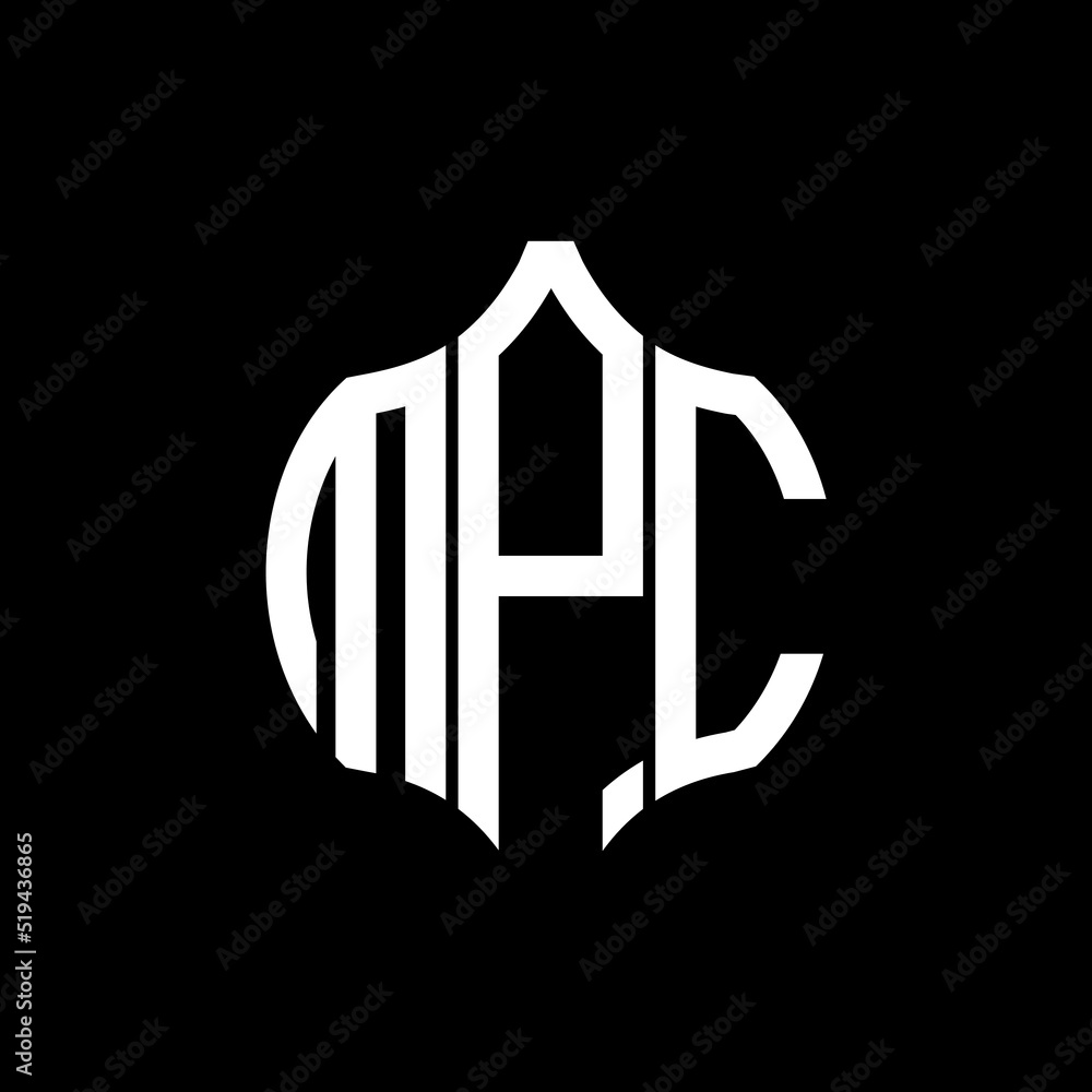MPC letter logo. MPC best black background vector image. MPC Monogram logo design for ...