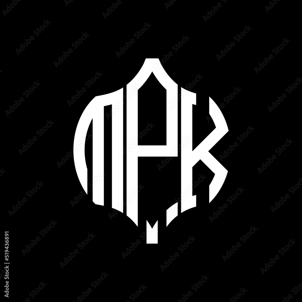 MPK letter logo. MPK best black background vector image. MPK Monogram ...