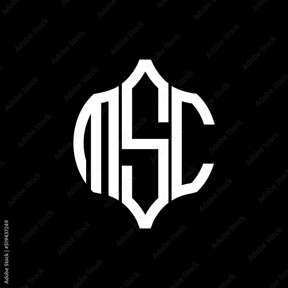 MSC letter logo. MSC best black background vector image. MSC Monogram ...