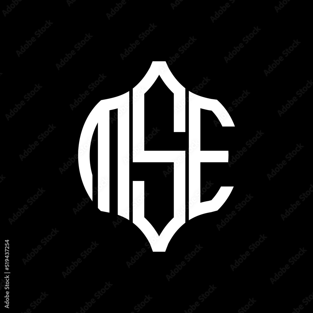 MSE letter logo. MSE best black background vector image. MSE Monogram ...