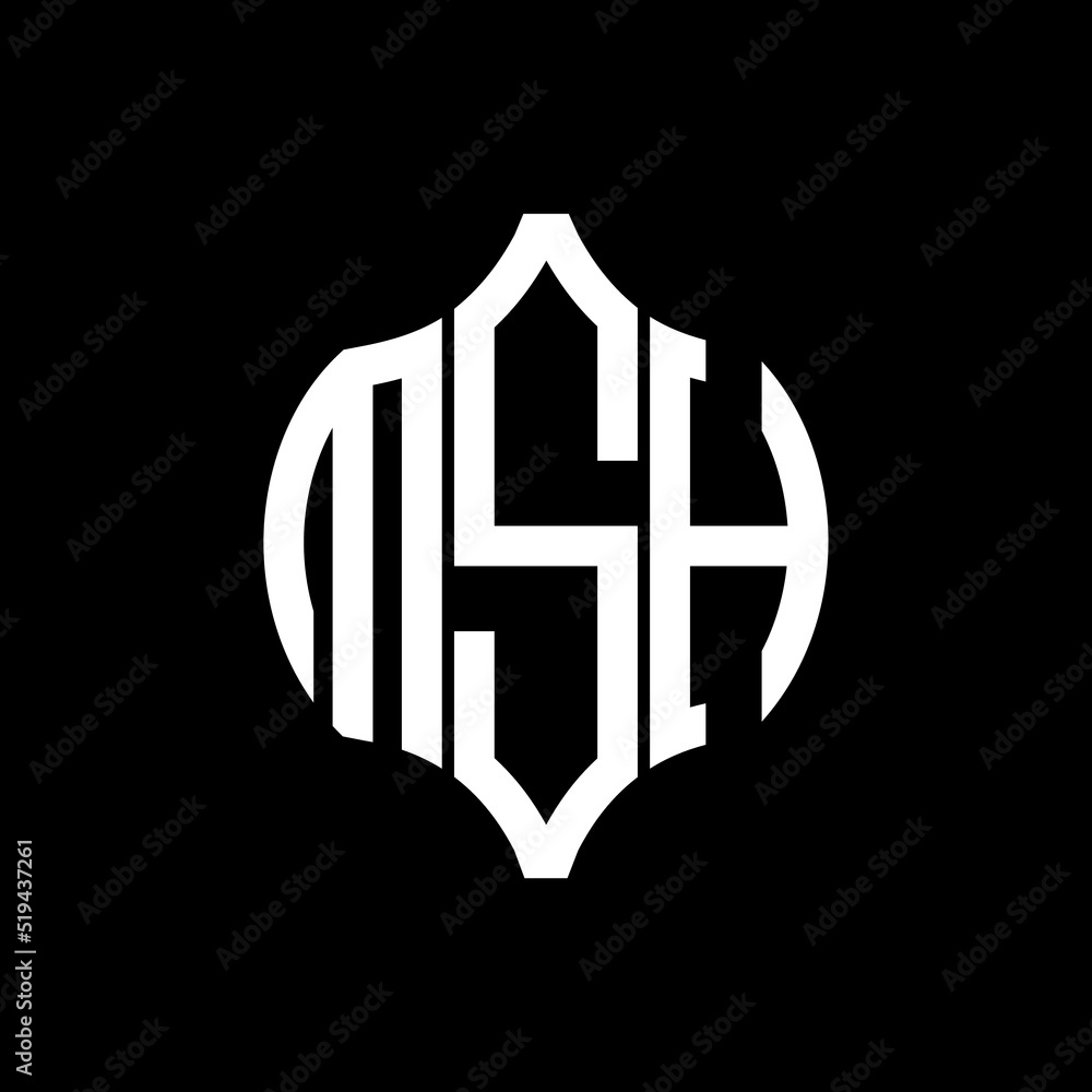 MSH letter logo. MSH best black background vector image. MSH Monogram ...