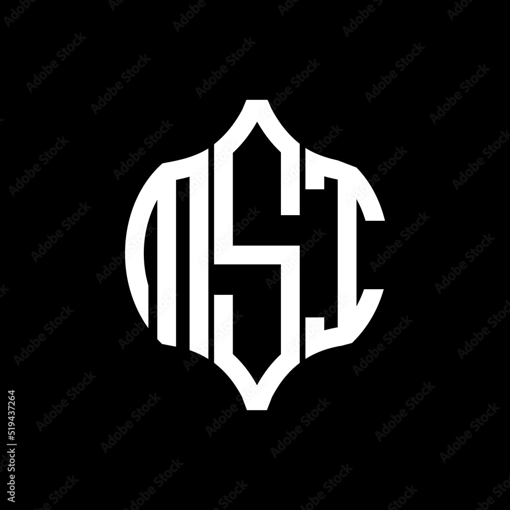 MSI letter logo. MSI best black background vector image. MSI Monogram ...