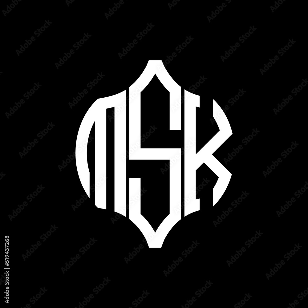MSK letter logo. MSK best black background vector image. MSK Monogram ...
