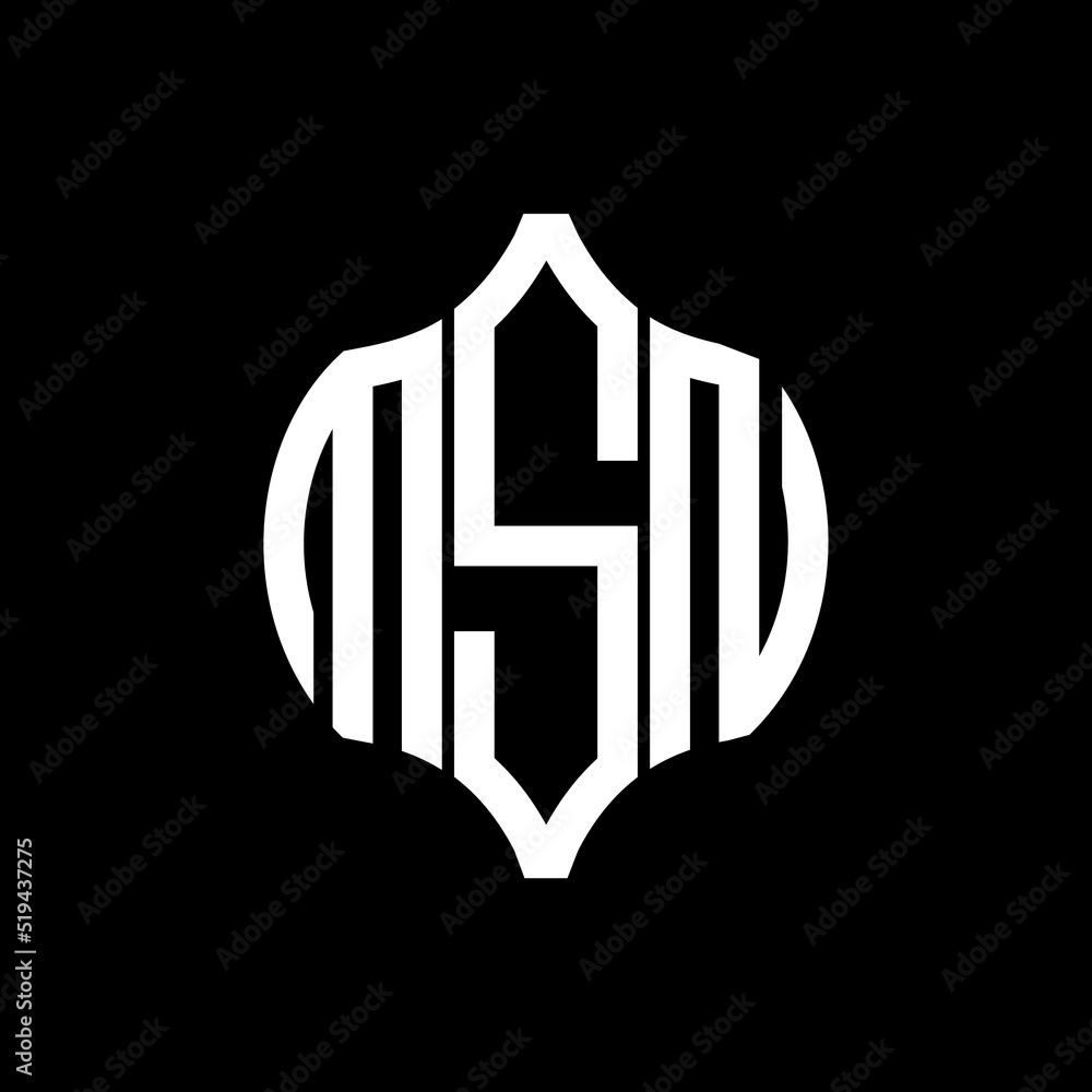 MSN letter logo. MSN best black background vector image. MSN Monogram ...