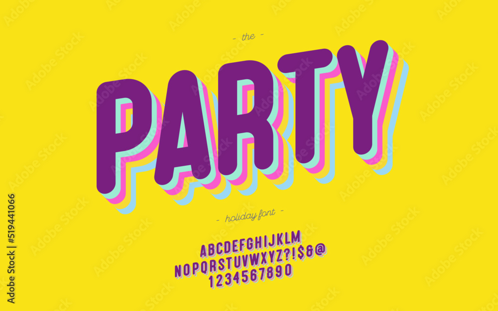 Vetor de Vector party font 3d bold style for banner, infographics ...