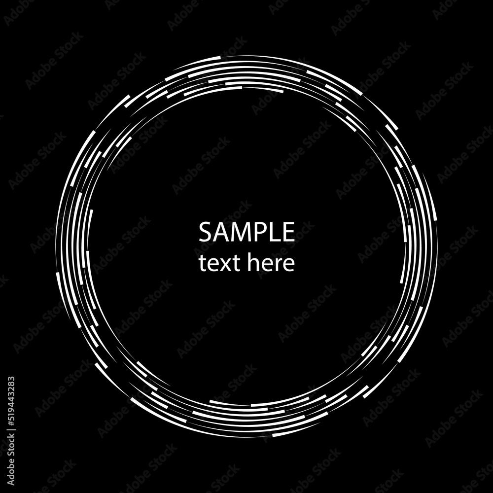 Abstract white curved rotated lines. Geometric art. Segmented circle ...