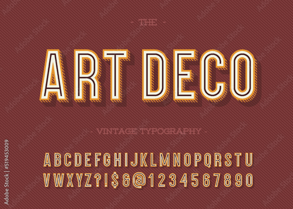 Art deco vintage typography. Alphabet modern. Retro font sans serif ...