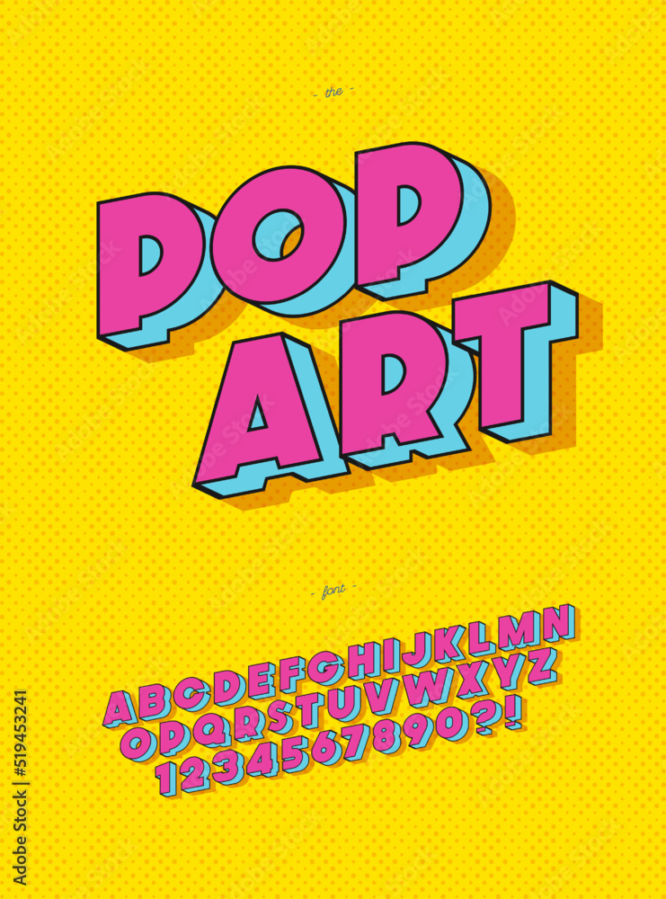 Vetor de Vector pop art font 3d bold style modern typography sans serif ...