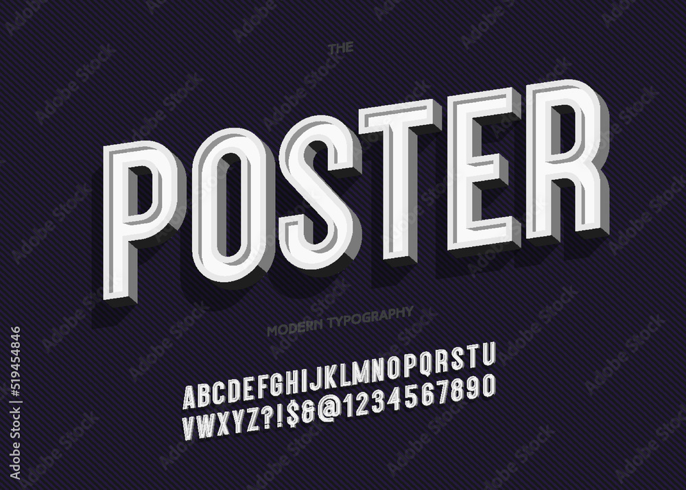 Vector bold poster alphabet trendy typography sans serif 3d style for ...