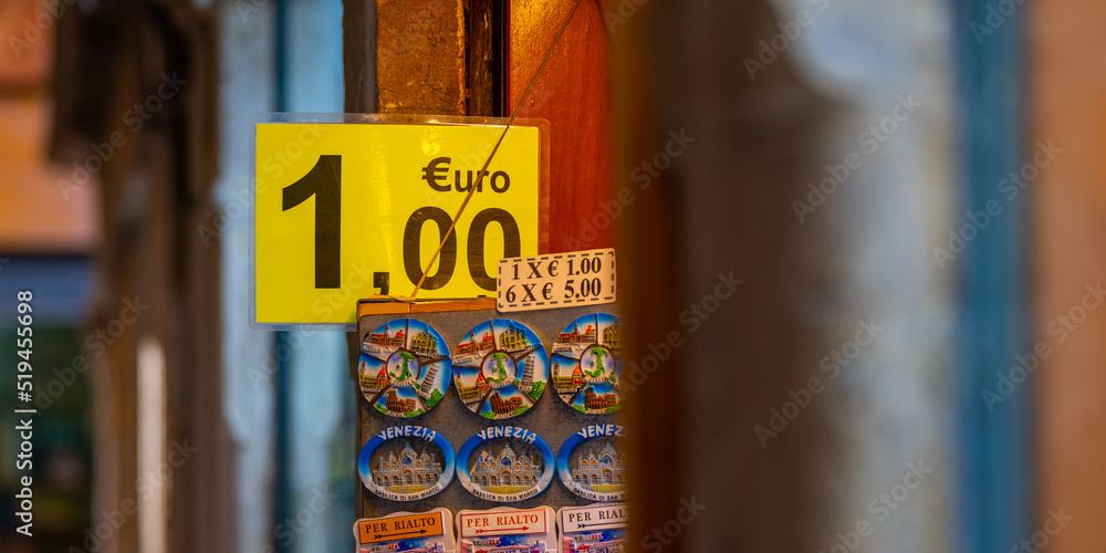 Sign with price of 1 euro for a magnetic stall Stock Photo | Adobe Stock
