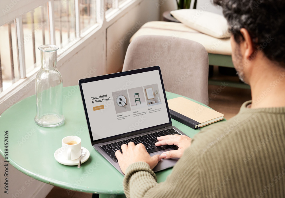 Working with a Laptop Mockup with Natural Light Stock Template | Adobe ...