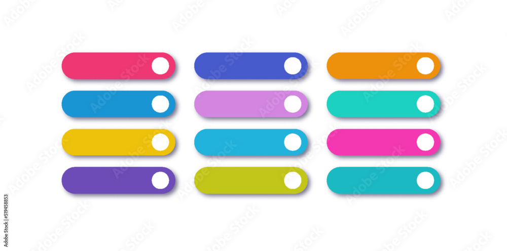 Vector button template set trendy color style isolated on white ...