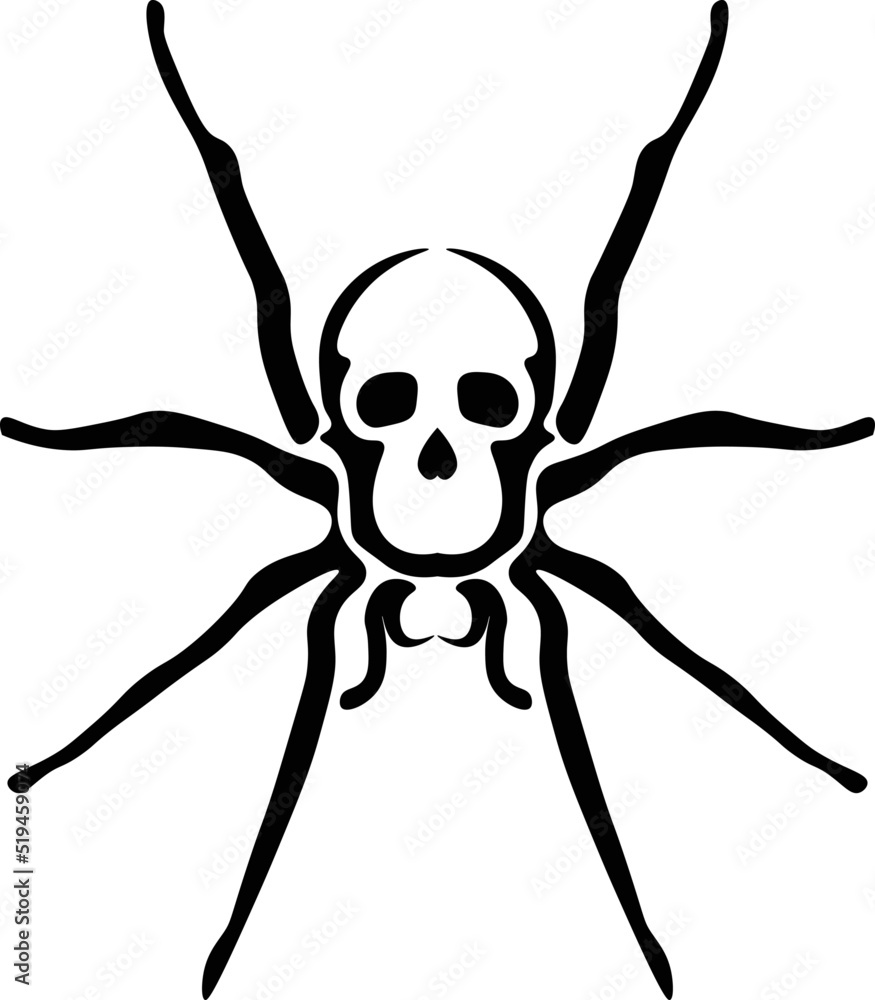 Black and White Cartoon Illustration Vector of a Creepy Crawly Spider ...