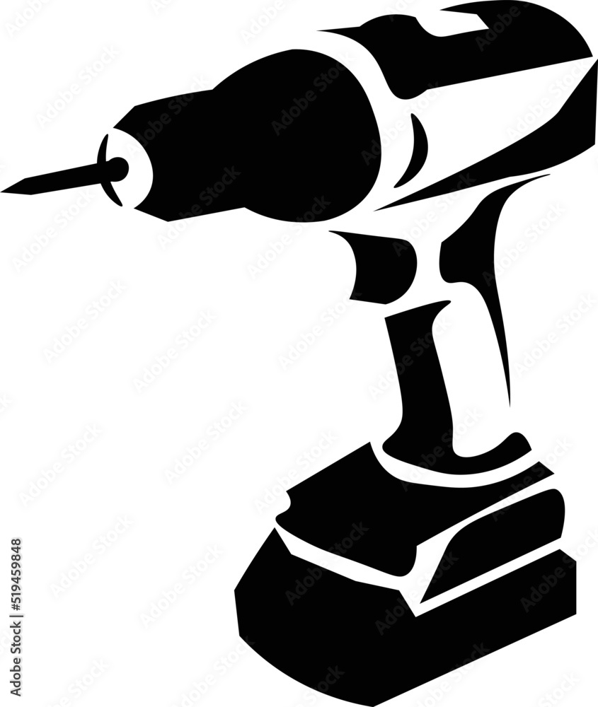 Black and White Cartoon Illustration Vector of an Electric Cordless ...