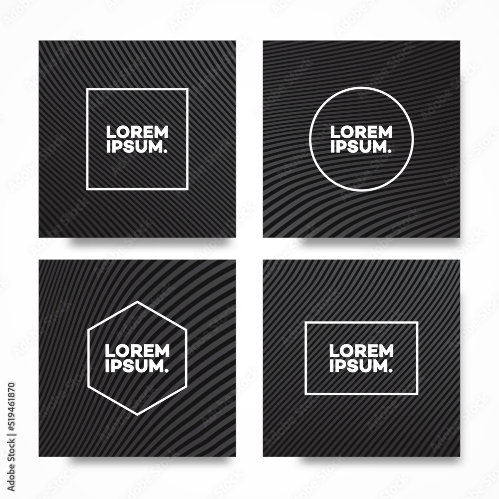 Cover design template set square shape with lines black color modern ...