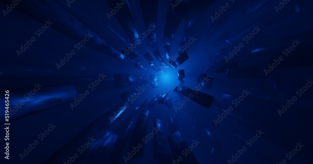 abstract design using cube shape elements with glowing blue light which ...