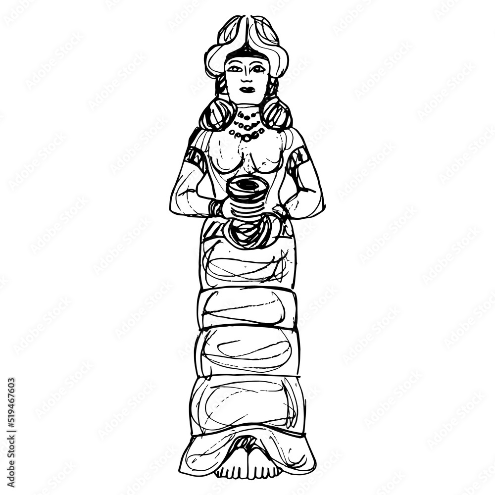 Mesopotamian goddess. Ancient Iranian sculpture of a woman holding ...