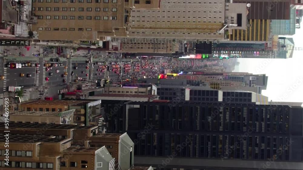 Crowded Times square, overcast in New York, USA - Vertical, Aerial ...