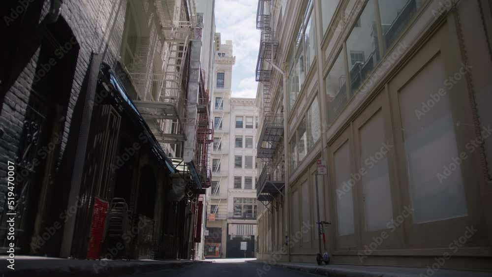Empty New York City street at day 4K. Slow motion establishing shot of ...