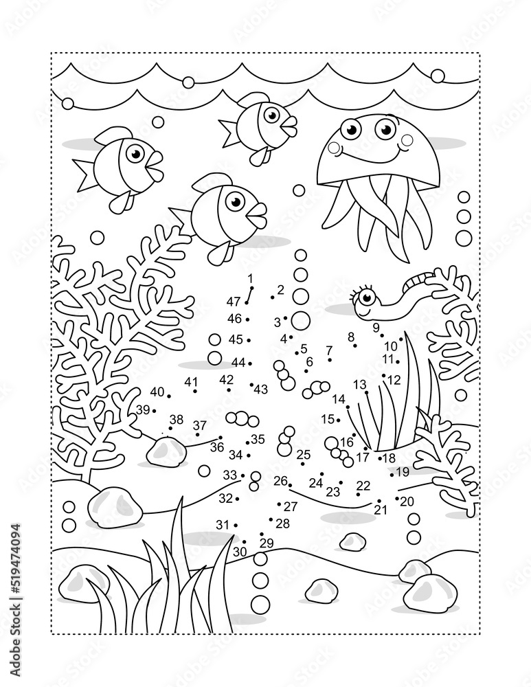 Starfish dot-to-dot picture puzzle and coloring page Stock Illustration ...