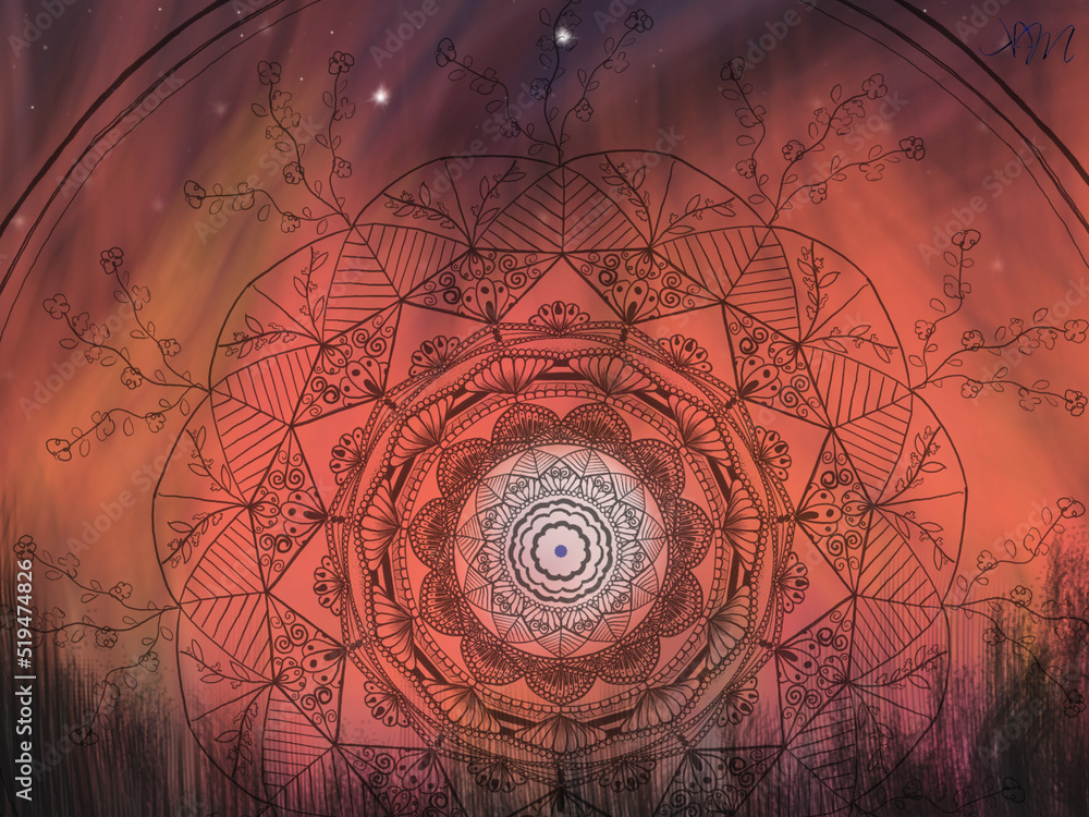 Sunset mandala Stock Illustration | Adobe Stock