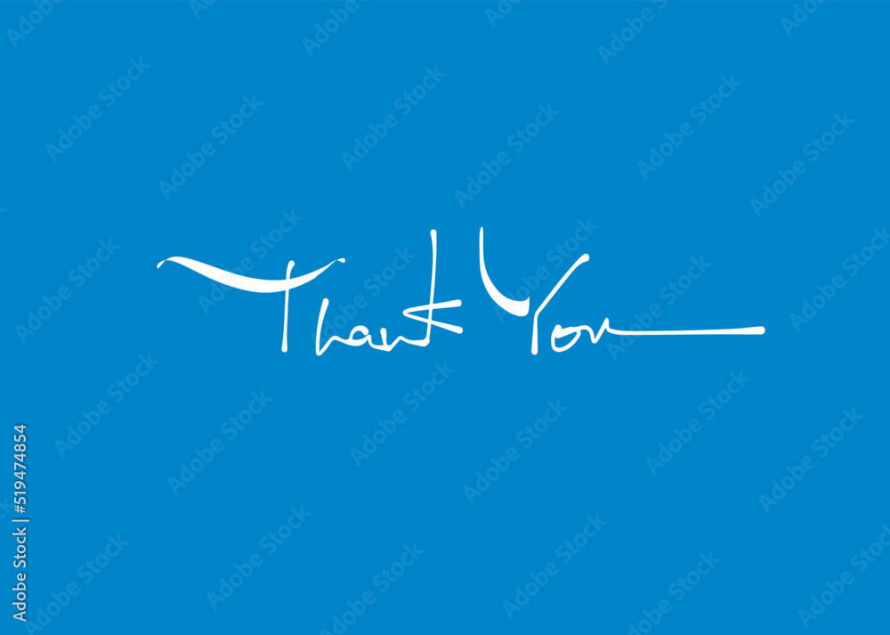 Thank you,lettering,vector,hand written,blue Stock Vector | Adobe Stock