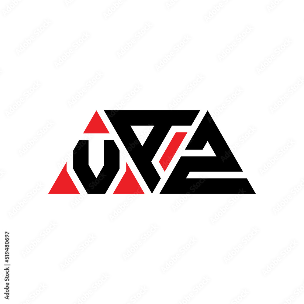 VAZ triangle letter logo design with triangle shape. VAZ triangle logo ...