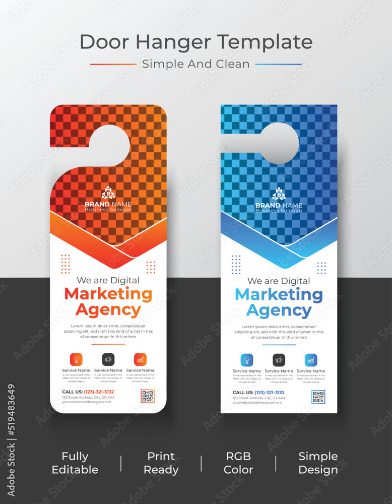 Simple and Corporate Door Sign Tag Or Door Hanger Template Stock Vector ...