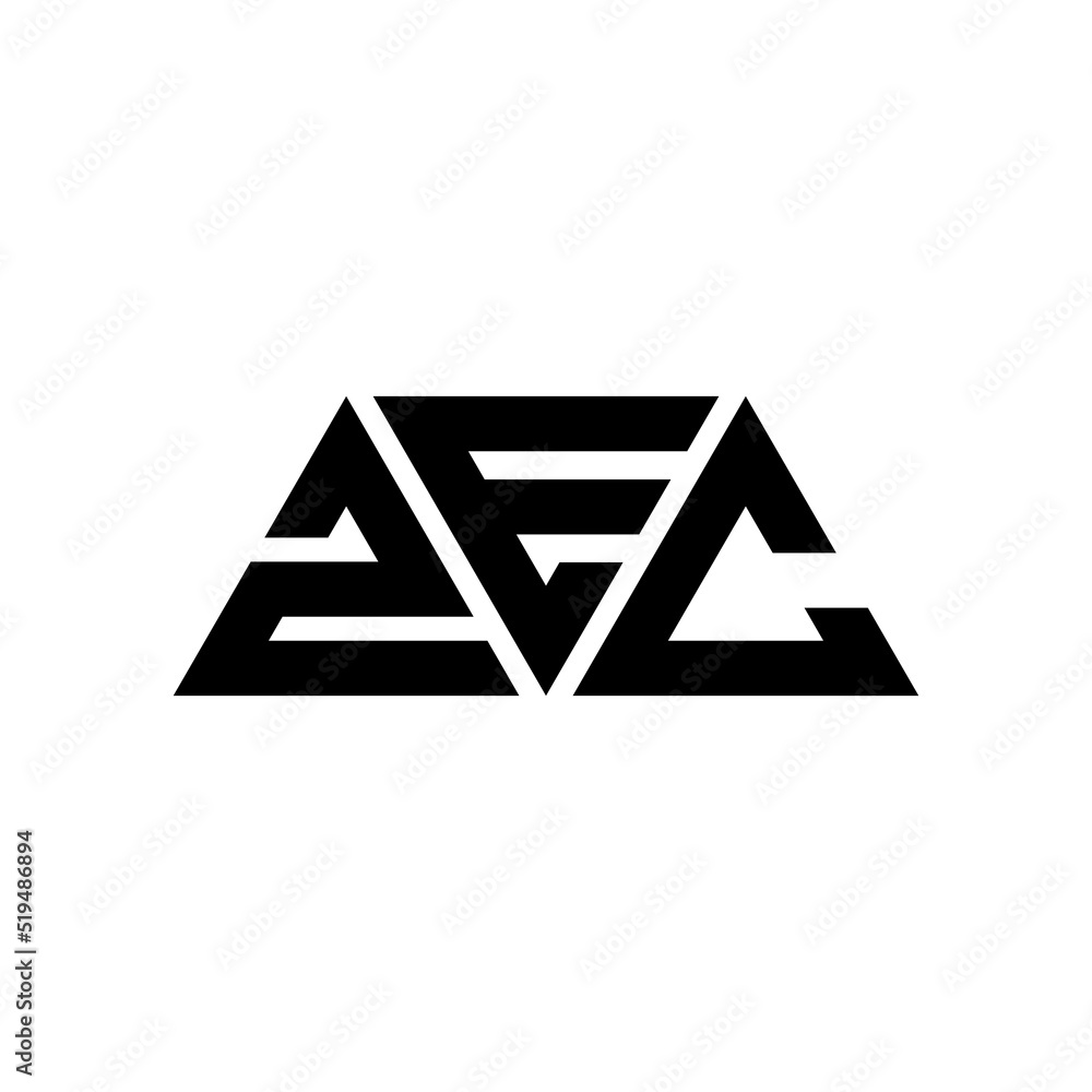 ZEC triangle letter logo design with triangle shape. ZEC triangle logo ...