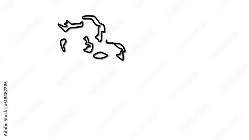 Bahamas islands map, country territory outline self drawing animation ...