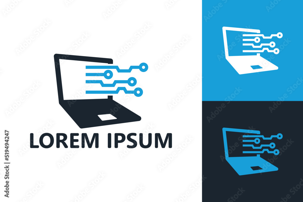 Vetor de Digital laptop logo template design vector do Stock | Adobe Stock