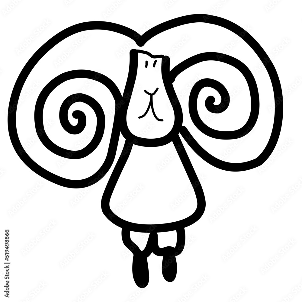 Sheep Illustration. Hand-drawn doodles illustration. Line art. Cute ...