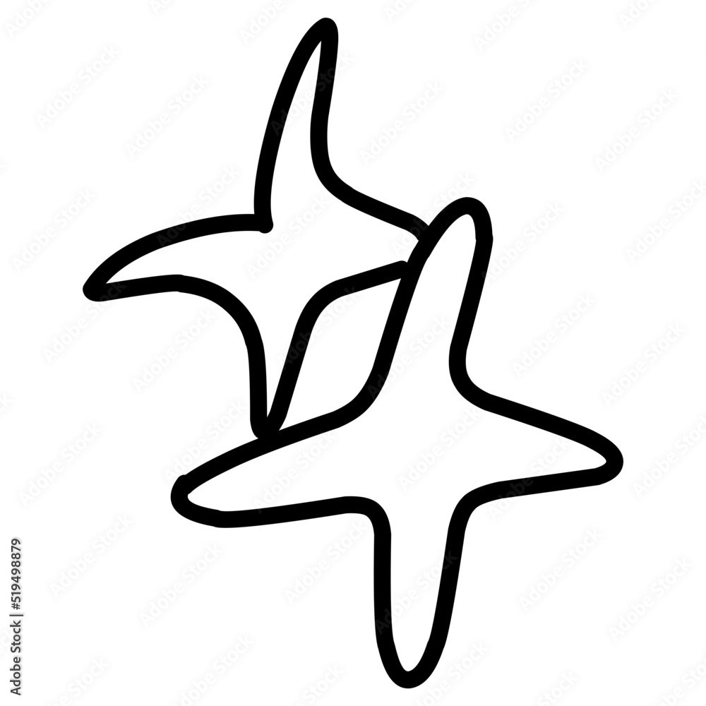 Two stars Illustration. Hand-drawn doodles illustration. Line art ...