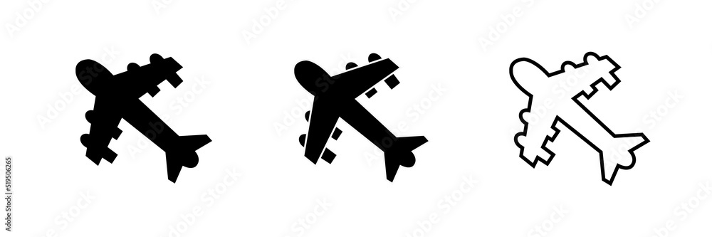 Plane icon set. Airplane icon vector. Flight transport symbol. Travel ...