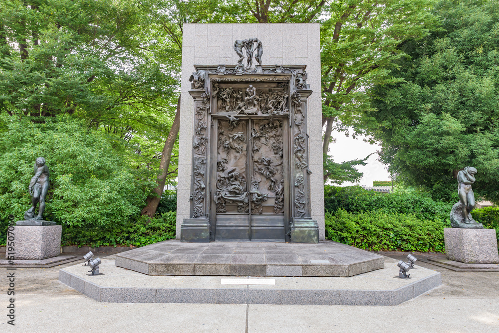 TOKYO, JAPAN - JUL 21, 2022: The Gates of Hell by Auguste Rodin at the ...
