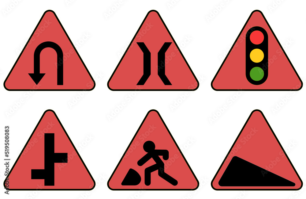Traffic signs icons set vector SVG file for Cricut and silhouette ...
