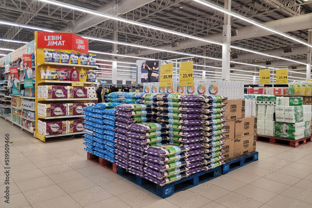 PENANG, MALAYSIA - 14 JUNE 2022: Interior view of Giant hypermarket ...