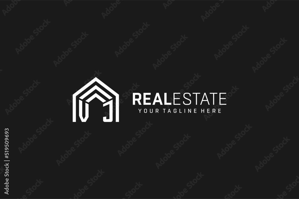 Letter VJ house roof shape logo, creative real estate monogram logo ...