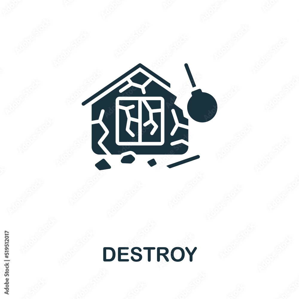 Destroy icon. Monochrome simple line Protest icon for templates, web ...