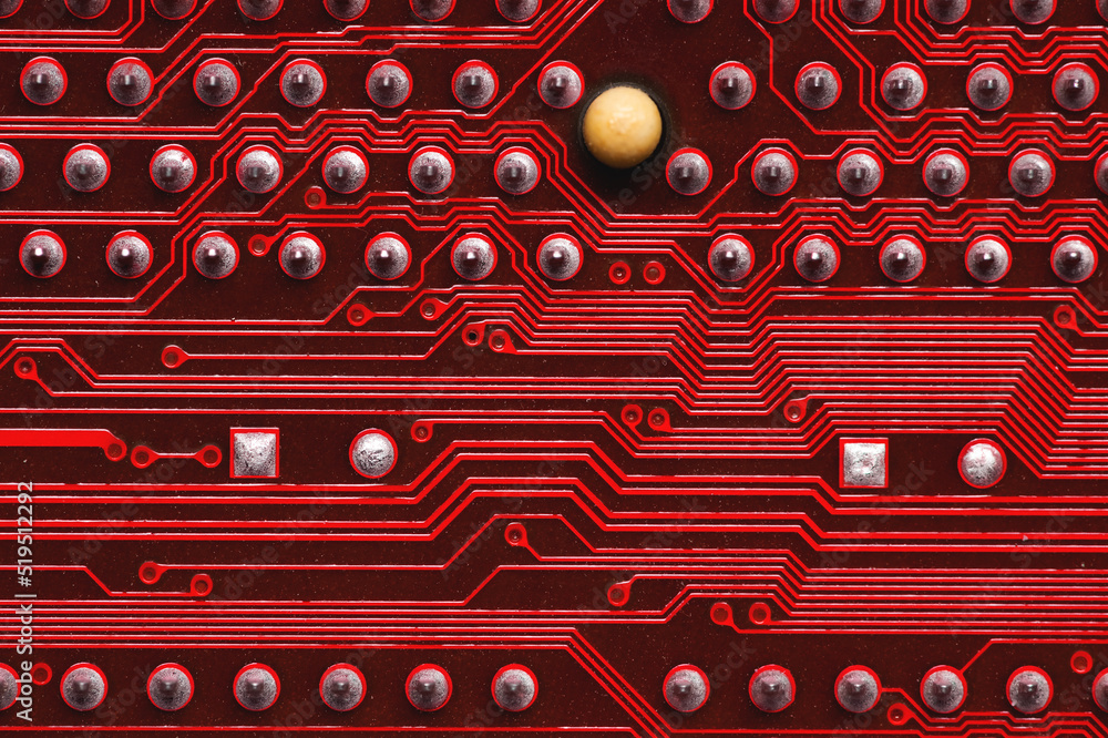 Red Circuit board, electronic computer hardware technology. Motherboard ...