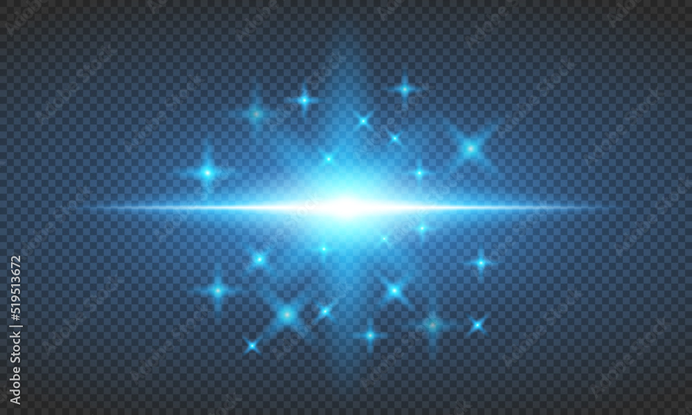 Vector transparent light flare. Bright glow from a searchlight ...