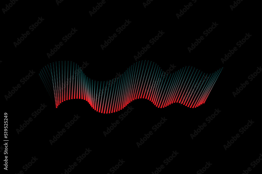 Sound wave illustration on a dark background. Abstract blue digital ...