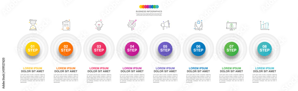 Vector 3D Infographic with 8 steps for success. Business template ...