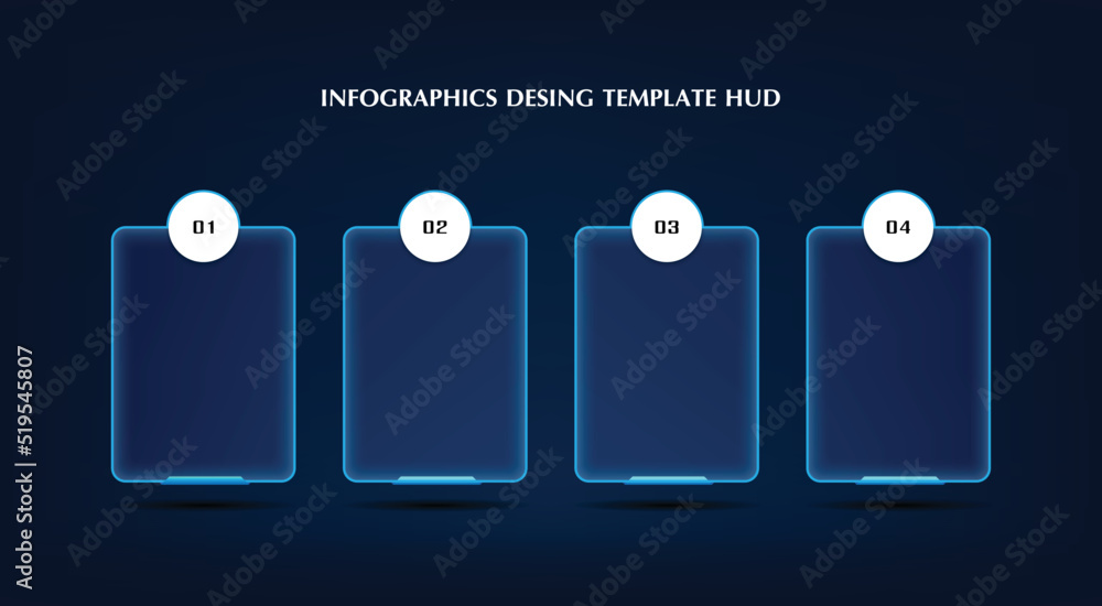 Infographics design template HUD, business concept with 4 steps or ...