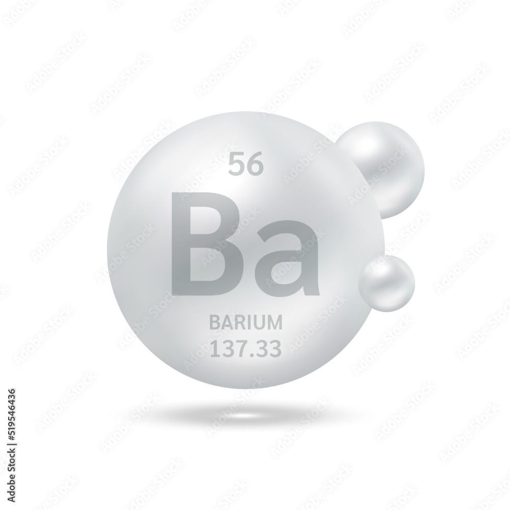 Barium molecule models silver and chemical formulas scientific element ...