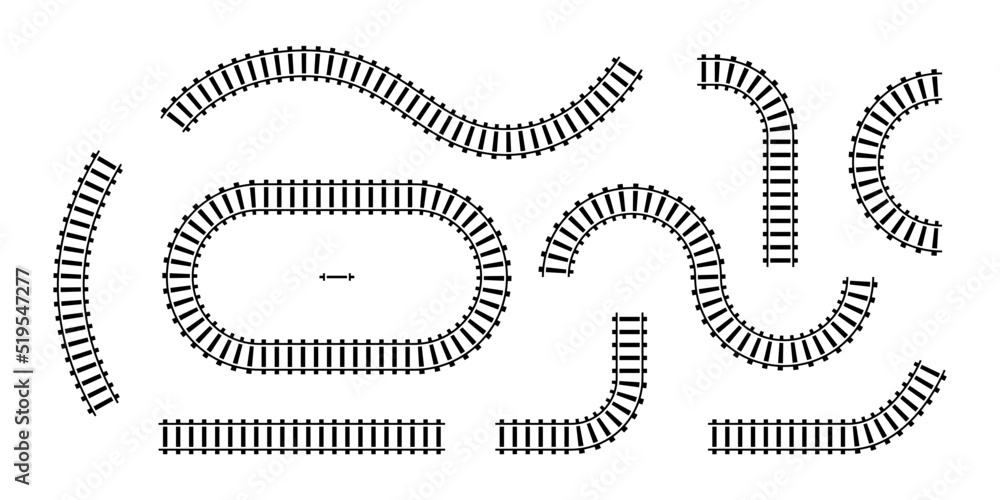 Fototapeta Vector illustration of curved railroad isolated on white ... Fototapeta Vector illustration of curved railroad isolated on white ...